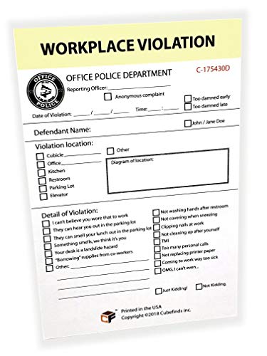 Office Workplace Violation Notice, Funny Workplace Violation Sticky Note pad, 4 x 6-inches, 50 Sheets