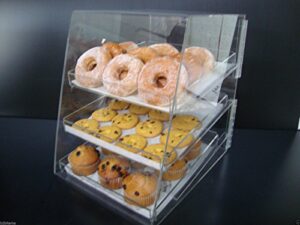 displays2buy acrylic pastry bakery donut bagels cookie display case w/3 trays