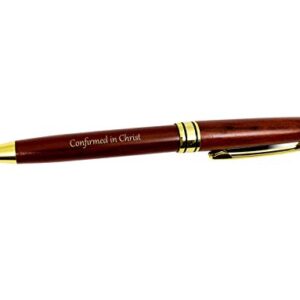 Confirmation Gift Set, Confirmed in Christ Wood and metal gold pen set with matching case, engraved with a special inspirational message