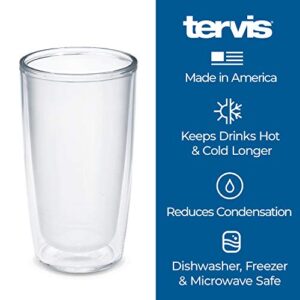 Tervis Made in USA Double Walled Crystal Clear Tabletop Insulated Tumbler Cup Keeps Drinks Cold & Hot, 16oz - 4pk, Clear