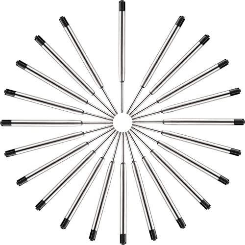 MengRan 3.9'' Parker Compatible Ballpoint Pen Refills, Medium Point, Metal G2 Pen Refill, Black Ink Pen Refills,Pack of (20)