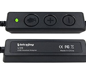 VoiceJoy USB Adapter Compatible with Any Plantronics or VoiceJoy Wired Headset with a QD and Includes Volume Control and Mute Functionality (Connect Headset to PC, Laptop and Softphones)