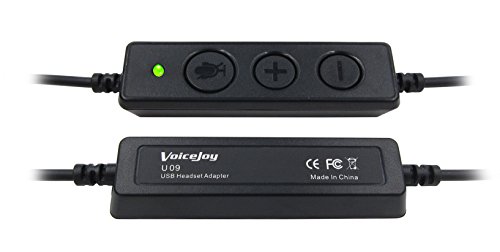 VoiceJoy USB Adapter Compatible with Any Plantronics or VoiceJoy Wired Headset with a QD and Includes Volume Control and Mute Functionality (Connect Headset to PC, Laptop and Softphones)