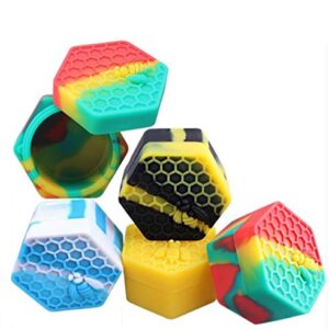 FWD 26ML Non Stick Silicone Jar Hexagon Honeybee Container and 1 Stainless Steel Tool Random Colors (3)