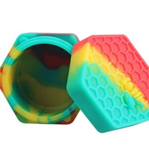 FWD 26ML Non Stick Silicone Jar Hexagon Honeybee Container and 1 Stainless Steel Tool Random Colors (3)