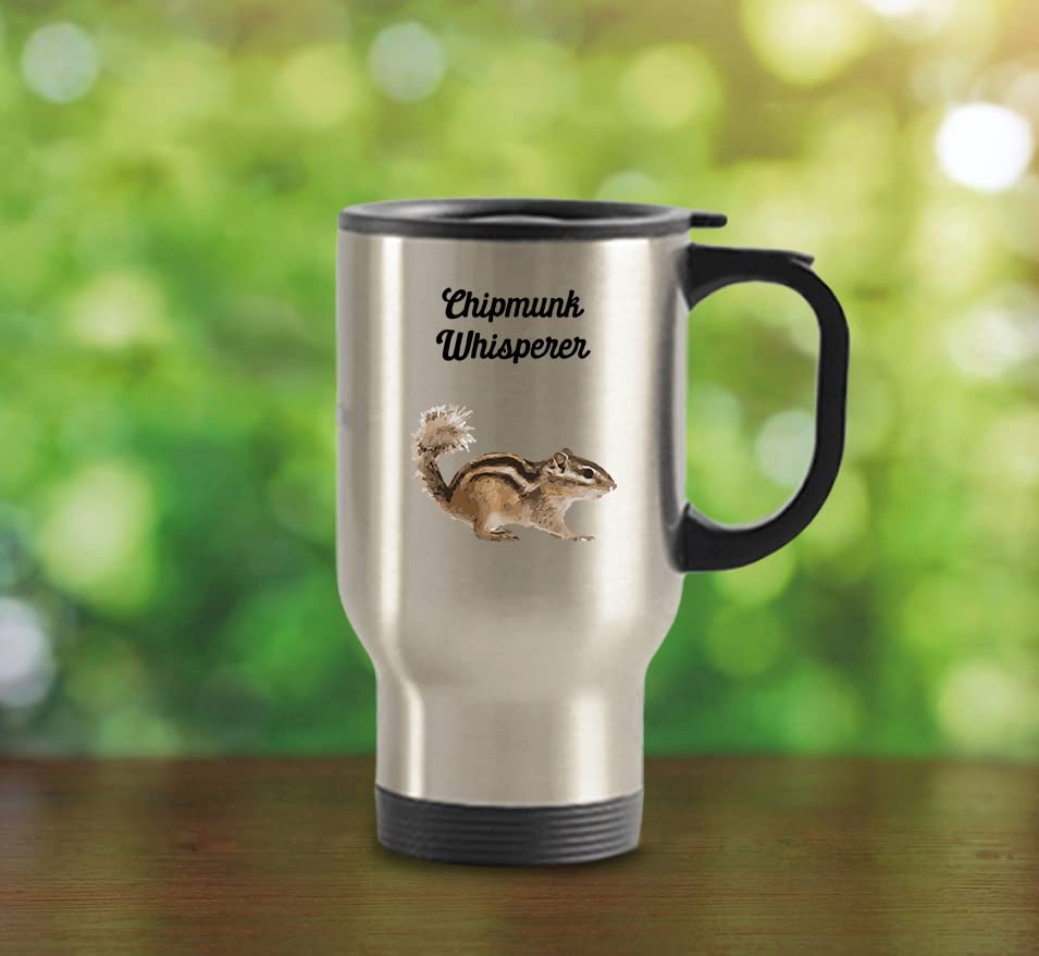 SpreadPassion Chipmunk Whisperer Travel Mug - Funny Tea Hot Cocoa Coffee Insulated Tumbler Cup - Novelty Birthday Christmas Gag Gifts Idea