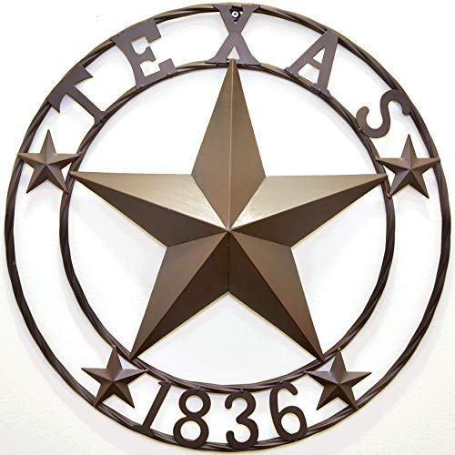 BestGiftEver Metal Star Outdoor 24" Circle with Texas 1836 for Wall Hanging Decoration