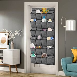 Shoe Organizer,Over the Door Hanging Shoe Rack Organizer for Closet Door,Zapateras Storage Holder with 24 Large Pockets & 4 Sturdy Hooks for Kids Women Men Shoes,Slippers,Cruise,Dorm,Sneakers (Black)