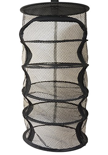 9 Inch 5 Level Micro Hanging Dry Net Indoor/Closet Drying Rack for Herbs, Plants, Organizer, Freshner - Black Mash Screen with Top-to-Bottom Zipper - Apartment Size with Zipped Storage Pouch