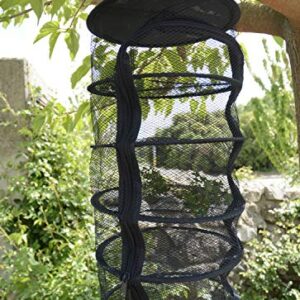 9 Inch 5 Level Micro Hanging Dry Net Indoor/Closet Drying Rack for Herbs, Plants, Organizer, Freshner - Black Mash Screen with Top-to-Bottom Zipper - Apartment Size with Zipped Storage Pouch