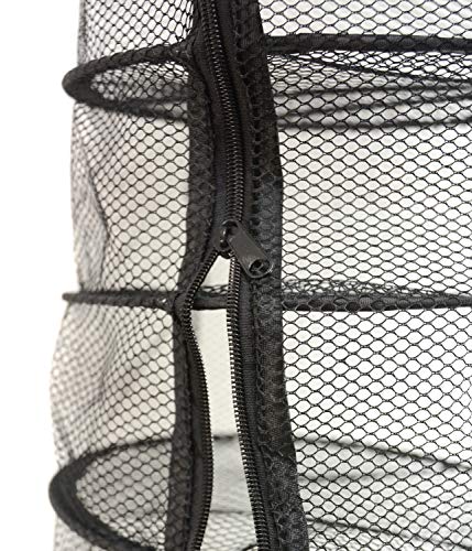 9 Inch 5 Level Micro Hanging Dry Net Indoor/Closet Drying Rack for Herbs, Plants, Organizer, Freshner - Black Mash Screen with Top-to-Bottom Zipper - Apartment Size with Zipped Storage Pouch