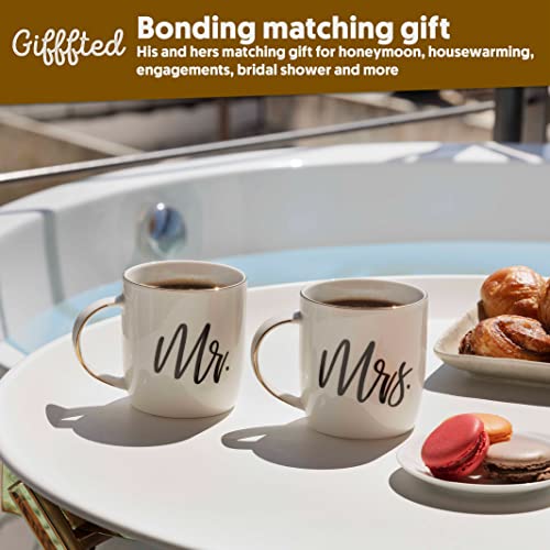 Triple Gifffted Couples Gifts for Christmas, Wedding Anniversary, Engagement - Valentines Day Mr and Mrs Mugs Couple Gift for Husband and Wife, His/Hers, Men/Women, Him/Her, Bride & Groom, Newlywed