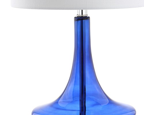 JONATHAN Y JYL1081D-SET2 Set of 2 Table Lamps Cecile 25.5" Glass Teardrop LED Table Lamp Contemporary Bedside Desk Nightstand Lamp for Bedroom Living Room Office College Bookcase, Cobalt Blue