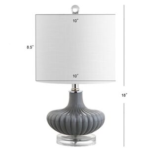 JONATHAN Y JYL1032A Kamille 18" Glass and Lucite LED Table Lamp Contemporary French Country Bedside Desk Nightstand Lamp for Bedroom Living Room Office College Bookcase LED Bulb Included, Gray