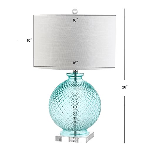 JONATHAN Y JYL2003A Estelle 26" Glass and Crystal LED Table Lamp Coastal Contemporary Bedside Desk Nightstand Lamp for Bedroom Living Room Office College Bookcase LED Bulb Included, Aqua/Clear