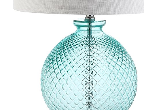 JONATHAN Y JYL2003A Estelle 26" Glass and Crystal LED Table Lamp Coastal Contemporary Bedside Desk Nightstand Lamp for Bedroom Living Room Office College Bookcase LED Bulb Included, Aqua/Clear