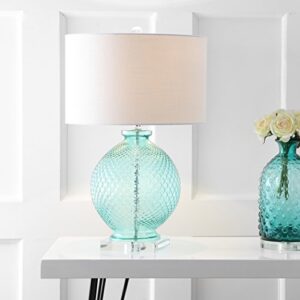 JONATHAN Y JYL2003A Estelle 26" Glass and Crystal LED Table Lamp Coastal Contemporary Bedside Desk Nightstand Lamp for Bedroom Living Room Office College Bookcase LED Bulb Included, Aqua/Clear