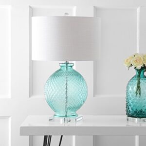 JONATHAN Y JYL2003A Estelle 26" Glass and Crystal LED Table Lamp Coastal Contemporary Bedside Desk Nightstand Lamp for Bedroom Living Room Office College Bookcase LED Bulb Included, Aqua/Clear