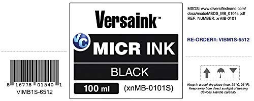 VersaInk-Nano Black MICR Ink -100ml – Magnetic Ink for Check Printers and All-in-One Inkjets, MICR Black (VIMB1S-6512)