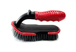 maxshine tire & carpet curved brush, stiff bristle wheel cleaning brush for car detailing(length: 190mm)