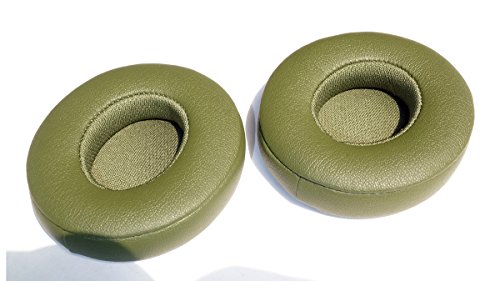 Memory Foam Ear Pads - Protein Leather Replacement Parts Compatible with Beats Solo 2.0 / Solo 3.0 Wireless/Wired On Ear Headphone(1 Pair) (Army Green)