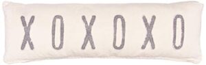 mud pie polyester xoxoxo washed canvas long pillow 4163015, 1 count (pack of 1)