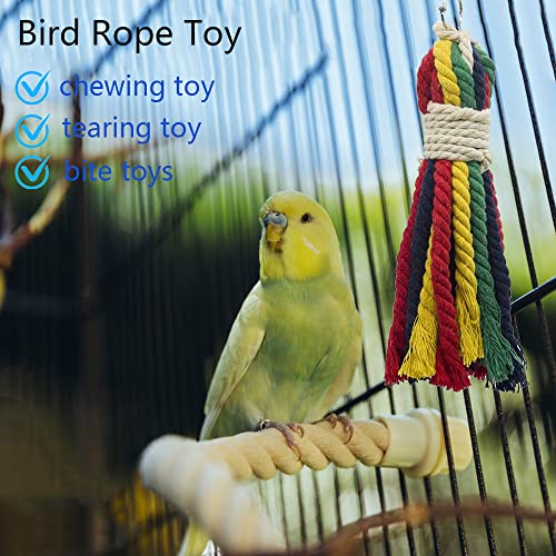 ASOCEA Pet Bird Parrot Colorful Cotton Rope Bite Chew Cage Hanging Toys for Cockatiels Macaws Parrots Small Medium Large Birds