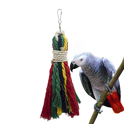 ASOCEA Pet Bird Parrot Colorful Cotton Rope Bite Chew Cage Hanging Toys for Cockatiels Macaws Parrots Small Medium Large Birds