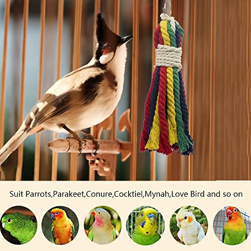 ASOCEA Pet Bird Parrot Colorful Cotton Rope Bite Chew Cage Hanging Toys for Cockatiels Macaws Parrots Small Medium Large Birds