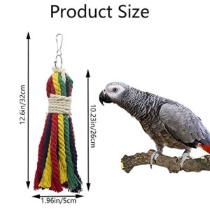 ASOCEA Pet Bird Parrot Colorful Cotton Rope Bite Chew Cage Hanging Toys for Cockatiels Macaws Parrots Small Medium Large Birds