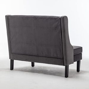 46" Small Modern Loveseat Settee Sofa Linen Fabric 2-Seat Sofa Couch Tufted Love Seat Dining Bench with Back Upholstered Banquette Sofas for Living Room Bedroom Small Space Entryway Steel Grey