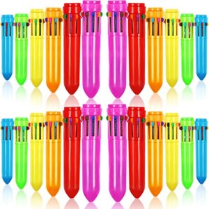 frienda 24 pieces 10-in-1 retractable ballpoint pens shuttle pens multicolor pens colorful retractable mini shuttle pens for office school supplies students children kids