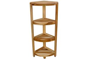 ecodecors earthyteak corner shelf natural oasis wood corner 4-tier shower storage shelf 38" high snazzycorner shower shelf for indoors and outdoors