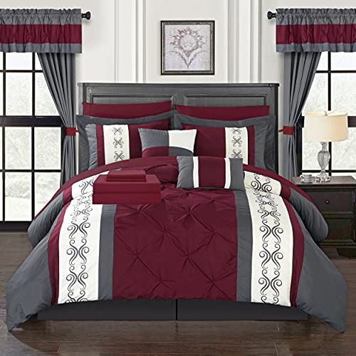 Chic Home Icaria 20 Piece Comforter Set, Queen, Red