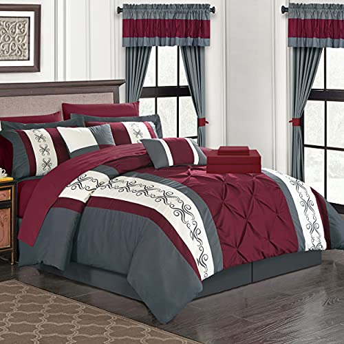 Chic Home Icaria 20 Piece Comforter Set, Queen, Red