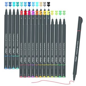 vitoler 24 colored journaling pens, fine line point drawing marker pens for writing journaling planner coloring book sketching taking note calendar art projects office school supplies (24 colors)