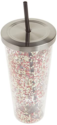 Spoontiques - Glitter Filled Acrylic Tumbler - Glitter Cup with Straw - 20 oz - Stainless Steel Locking Lid with Straw - Double Wall Insulated - BPA Free - Elvis Presley