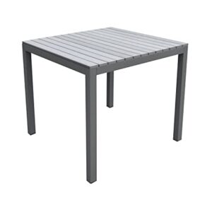 Armen Living Bistro Patio Dining Table, Grey Powder Coated Finish, 35 x 30 x 35