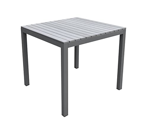 Armen Living Bistro Patio Dining Table, Grey Powder Coated Finish, 35 x 30 x 35