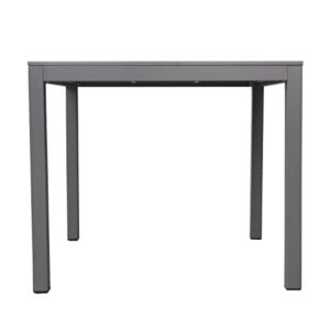 Armen Living Bistro Patio Dining Table, Grey Powder Coated Finish, 35 x 30 x 35