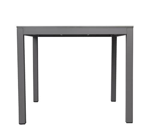 Armen Living Bistro Patio Dining Table, Grey Powder Coated Finish, 35 x 30 x 35