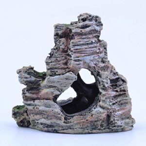 pranovo Mountain View Decor Rockery Landscape Rock Hiding Cave Tree Aquarium Ornament Fish Tank Decoration