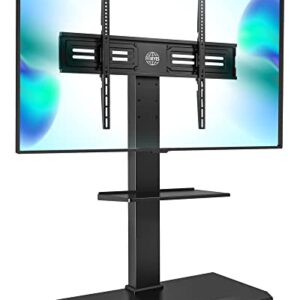 FITUEYES Floor TV Stand with Swivel Mount for 50-80 Inch Large LCD/LED TVs, Tall Corner TV Stands for Bedroom and Living Room, Easy to Assemble, Hold Up to 110 lbs,Black,TT208001MB