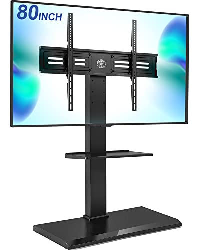 FITUEYES Floor TV Stand with Swivel Mount for 50-80 Inch Large LCD/LED TVs, Tall Corner TV Stands for Bedroom and Living Room, Easy to Assemble, Hold Up to 110 lbs,Black,TT208001MB