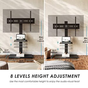 FITUEYES Floor TV Stand with Swivel Mount for 50-80 Inch Large LCD/LED TVs, Tall Corner TV Stands for Bedroom and Living Room, Easy to Assemble, Hold Up to 110 lbs,Black,TT208001MB