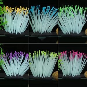 Artificial Sea Anemone Coral Vivid Plant for Aquarium Underwater Ornament Decor Fish Tank Garden Night Light(Blue)