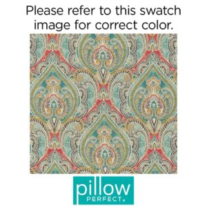 Pillow Perfect Paisley Outdoor Patio Reversible Chairpad with Ties Weather, and Fade Resistant, 15.5" x 16", Blue/Multi Pretty, 2 Count