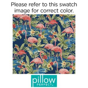 Pillow Perfect Tropic Floral Outdoor Throw Accent Pillow Plush Fill, Weather, and Fade Resistant, 2 Count (Pack of 1), Blue/Green Flamingoin