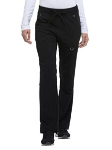 dickies womens mid rise rib knit waistband medical scrubs pants, black, large us