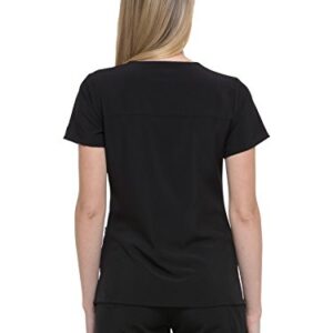 Dickies EDS Essentials, Mock Wrap Top Scrubs for Women with Four-Way Stretch and Moisture Wicking DK625, S, Black